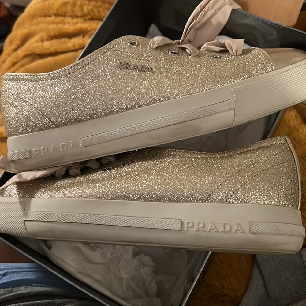 Gold Glitter Prada Sneakers - Gem